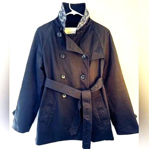 Coach | Jackets & Coats | Coach Womens Black Doublebreasted Trench Coat ...